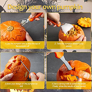 Halloween Pumpkin Carving Kit, Professional Heavy Duty Carving Set, Stainless Steel Pumpkin Carving Tools for Halloween, Jack-O-Lantern Decoration Sculpting Set for Adults and Kids(7 PCS)