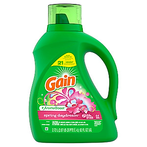 Gain + Aroma Boost Liquid Laundry Detergent, Spring Daydream Scent, 64 Loads, 92 fl oz, HE Compatible