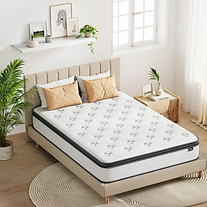 TeQsli Full Mattress, 10 Inch Memory Foam Innerspring Hybrid Mattress in A Box