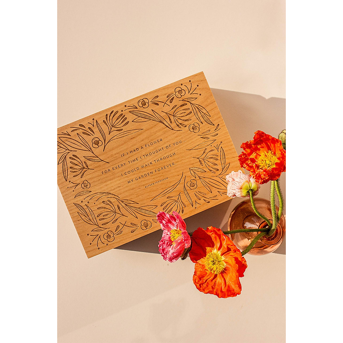 Garden Of Flowers Alfred Lord Tennyson Quote Wood Keepsake Box [Personalized Custom Gifts, Anniversary, Wedding, Baby, Memory]