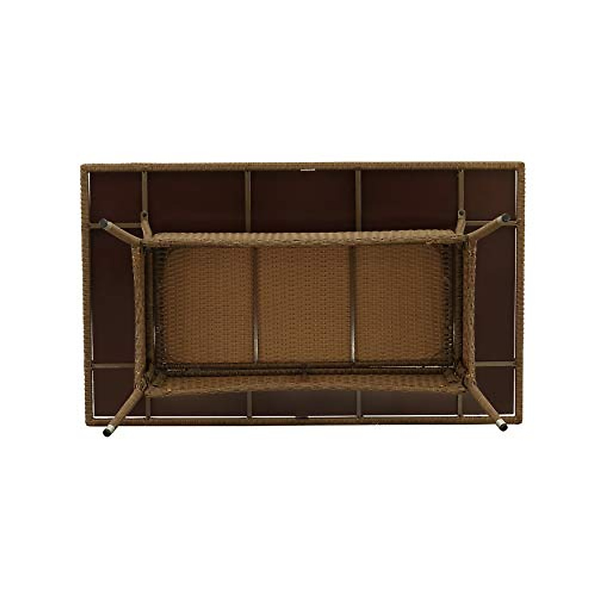 East West Furniture Oslo 7 Piece Outdoor Wicker Patio Furniture Sets Consist of a Rectangle Bistro Table with Glass Top and 6 Balcony Armchair with Cushion, 36x60 Inch, Brown