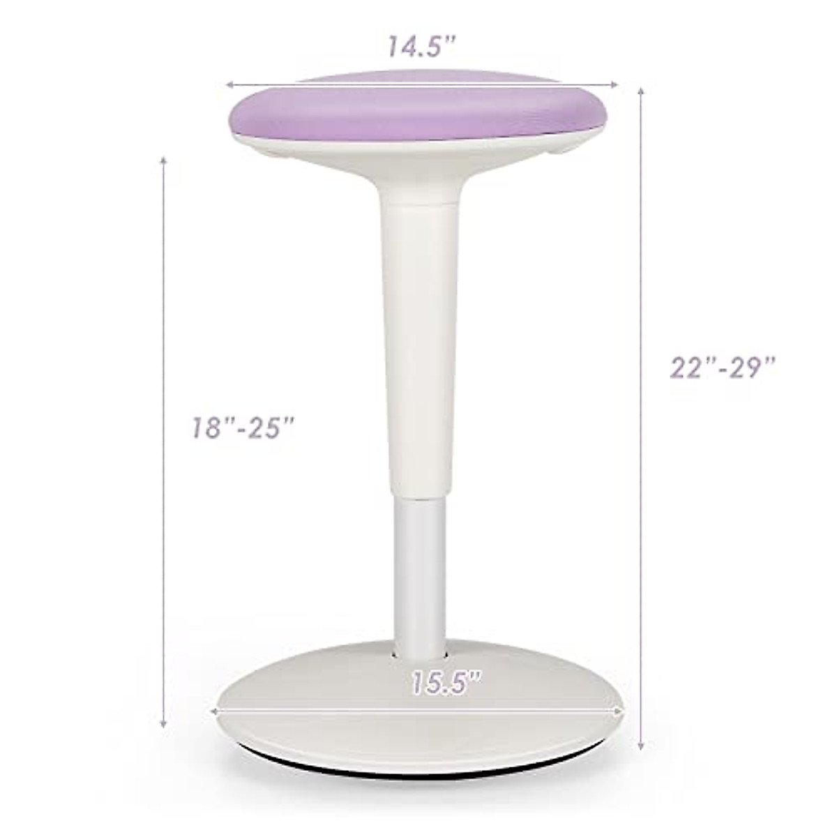 Giantex Wobble Stool Height-Adjustable Standing Desk Stool W/Swivel, Tilt Motion, Premium Airlift, Wiggle Chair for Flexible Seating, for Junior, Home, Office, School Active Chair (Violet+White)