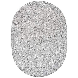 SAFAVIEH Braided Collection 4' x 6' Oval Grey BRD901F Handmade Country Cottage Reversible Wool Entryway Foyer Living Room Bedroom Kitchen Area Rug
