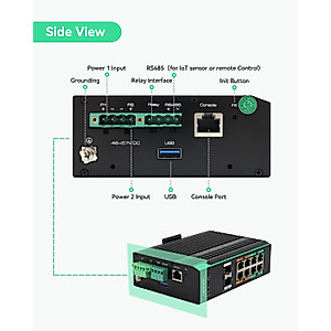 LINOVISION Industrial 8-Port Full Gigabit Managed POE Switch with 2 SFP Uplinks, L2 Management, RS485 Serial Port, 4 BT 90W PoE Ports, Total PoE Budget 360W, Q-PoE and P-PoE Without Interruption