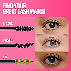 Maybelline New York Makeup Great Lash BIG Washable Mascara, Blackest Black Volumizing Mascara, 0.34 fl oz