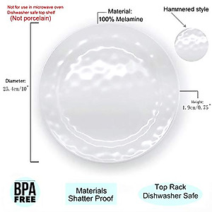 KX-WARE Melamine Plates set of 12, 10-inch 100% Melamine Dinner Plates for Everyday Use, Break-resistant and Lightweight, White Color