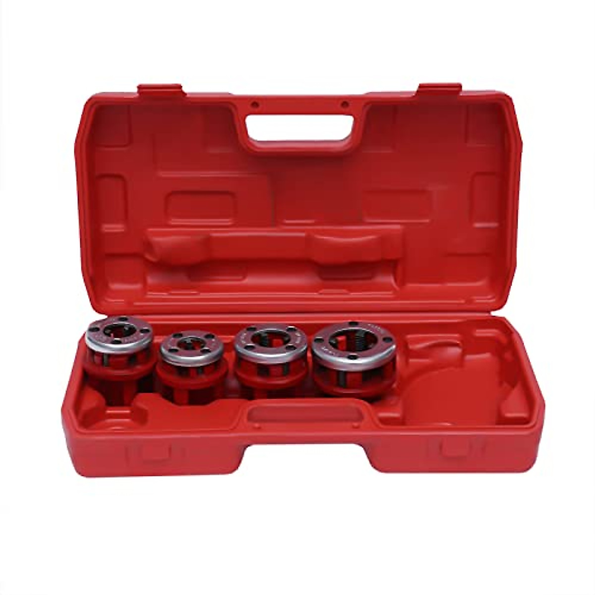 ZAWAYINE Handheld Pipe Threader Ratchet Kit W/5 Stock Dies Set, Portable Manual Ratcheting BSPT Pipe Threading Tool Set, Portable Pipe Die Set 3/8",1/2",3/4",1",1-1/4"