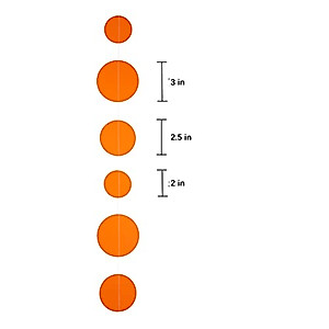 WEVEN Orange Paper Garland Circle Dot Party Banner Streamer Backdrop Hanging Decorations, 20 Feet in Total