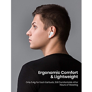 dyplay Wireless Earbuds Bluetooth 5.0 with Qi Wireless Charging Case Touch Control in Ear Waterproof TWS Stereo Headphones with Mic and Deep Bass Sound Headsets for Music/Work/Travel