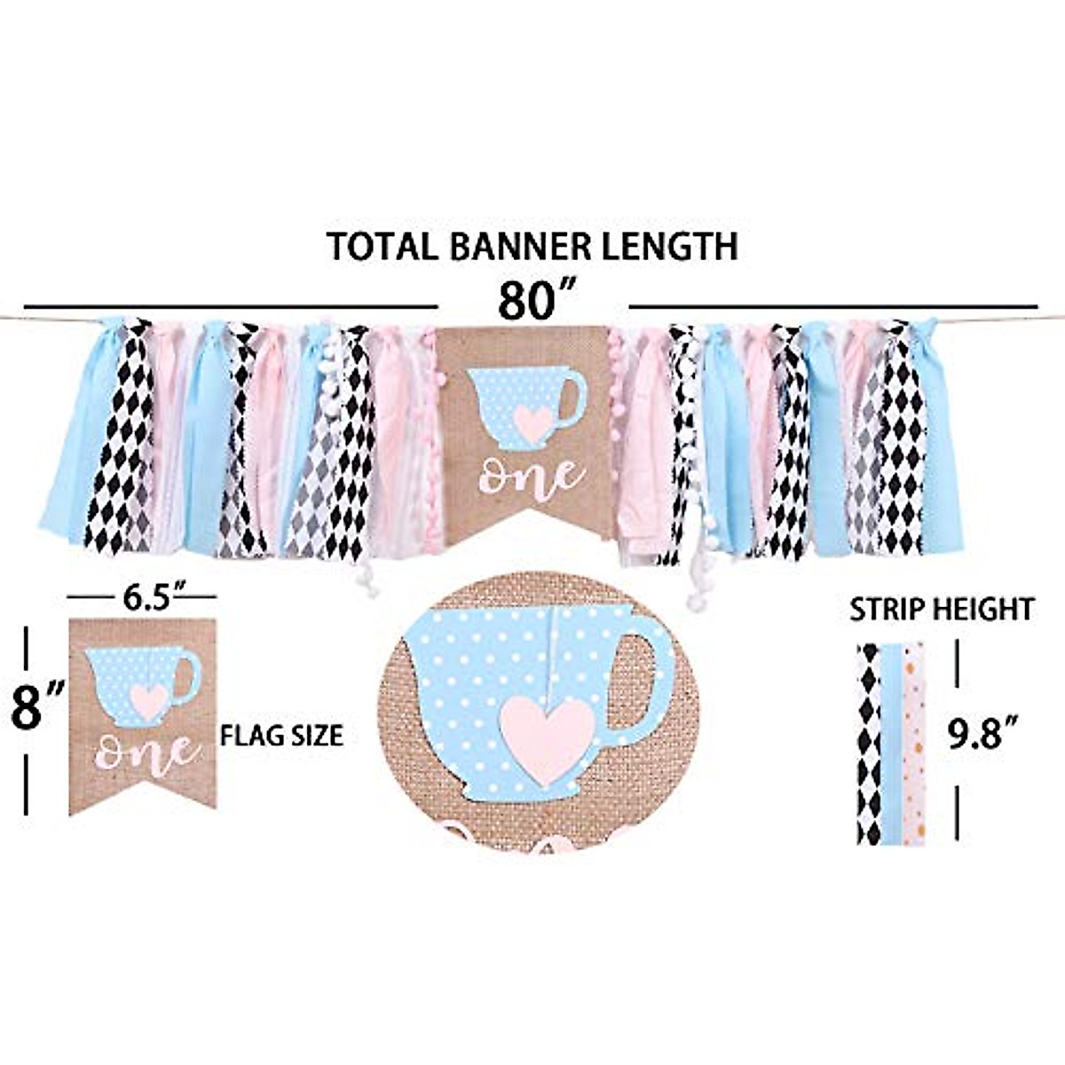 1st Birthday Banner for Alice in Onederland - Scrappy Banner, Alice in Wonderland Fabric Garland, Highchair Banner, Photo Prop, Birthday Decor, First Birthday Party (Alice in ONEDERLAND)
