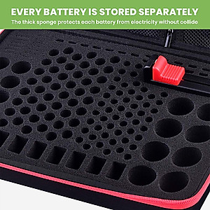 2 Pcs Battery Organizer Holder- Batteries Storage Containers Box Case with Tester Checker BT-168. Garage Organization Holds 225 Batteries AA AAA C D Cell 9V 3V Lithium LR44 CR2 CR1632 CR2032