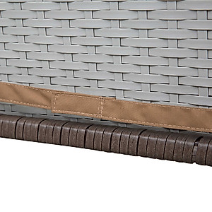 Outsunny 3 PCS Rattan Wicker Bar Set with Wood Grain Top Table and 2 Bar Stools for Outdoor, Patio, Poolside, Garden, Brown