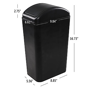Readsky 3.5 Gallon Plastic Swing Lid Trash Can, Waste Bin with Swing Top, Black