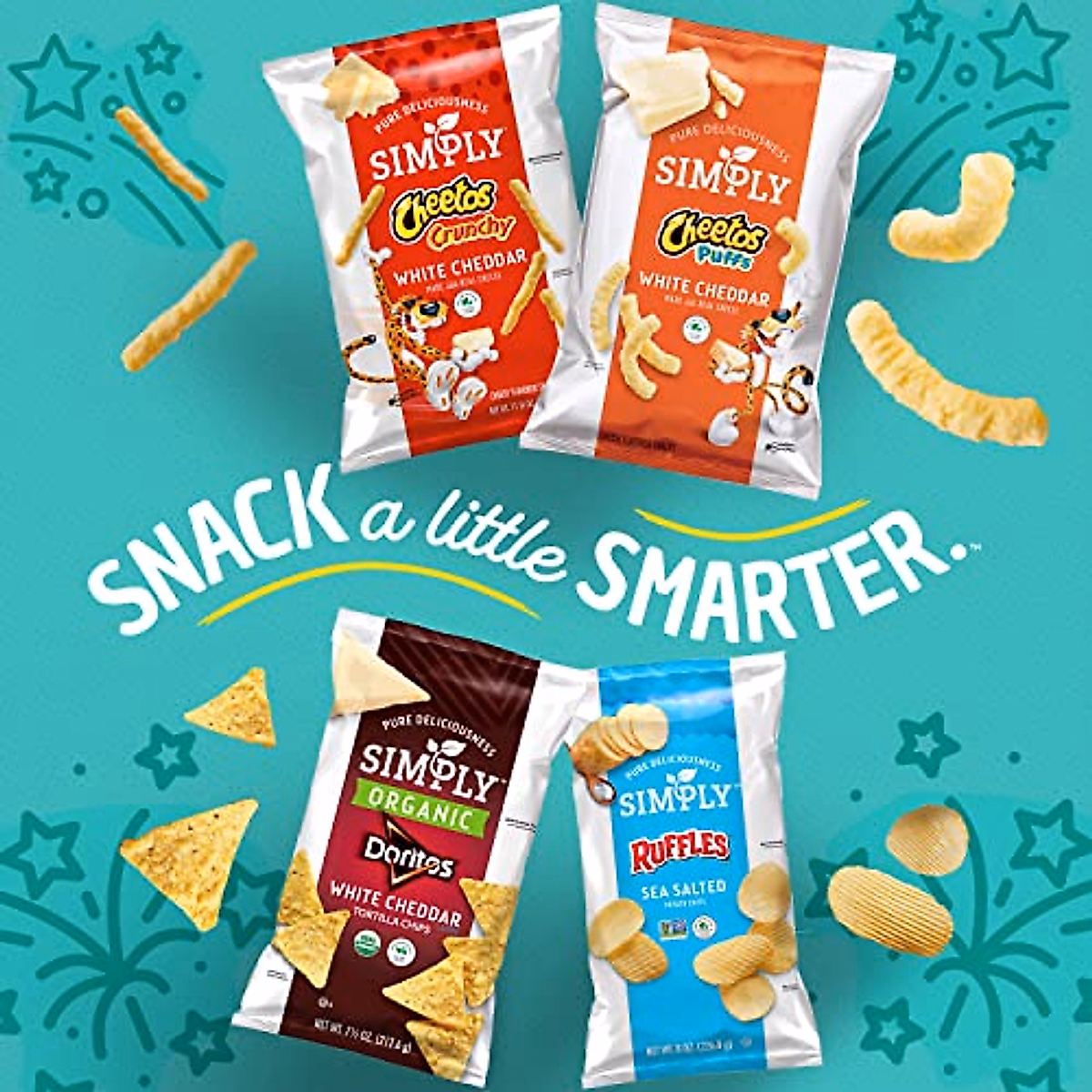 Simply Variety Pack, Cheetos White Cheddar Puffs & Crunchy, 0.875 Ounce (Pack of 36)