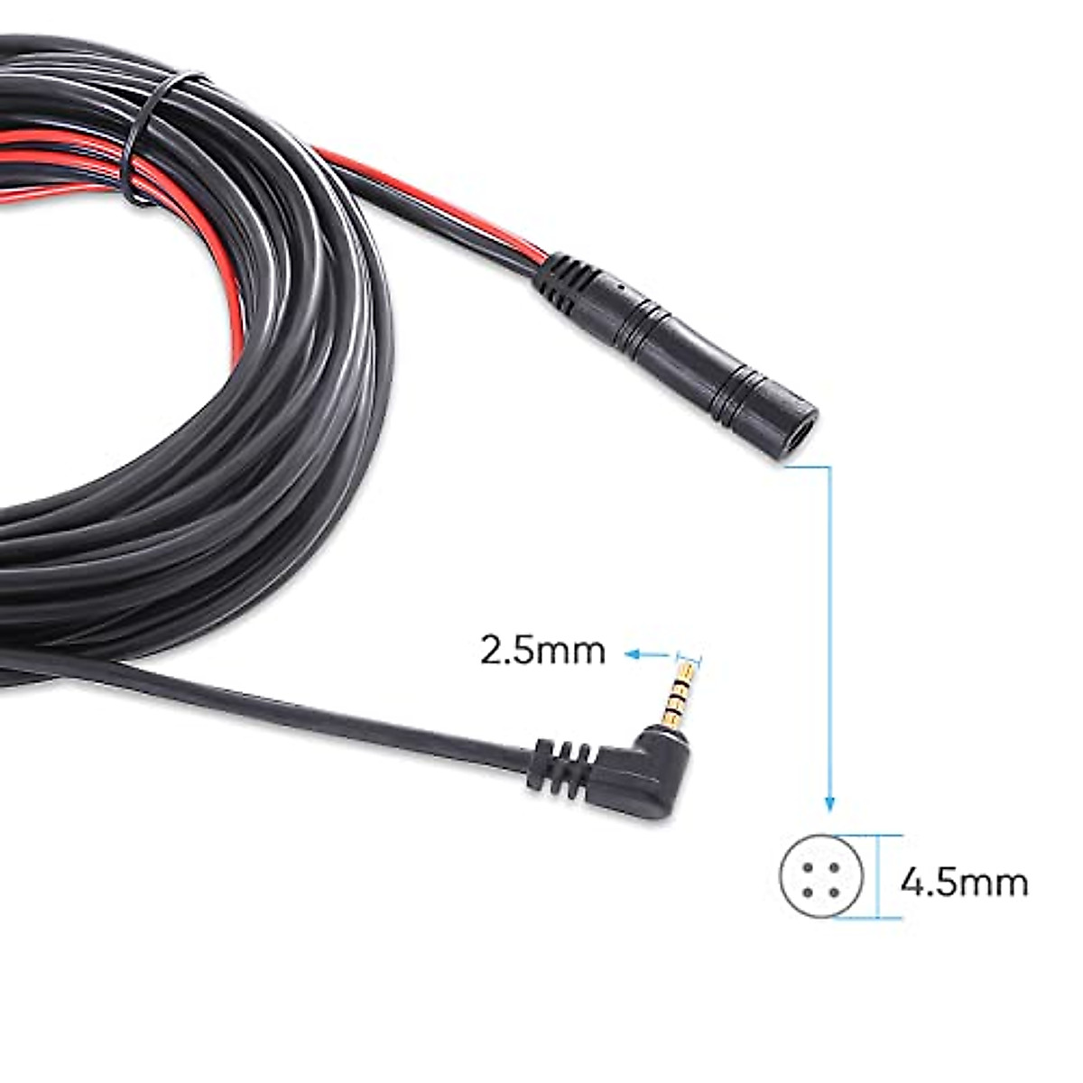 Dash Cam Rear Camera Cable,33 Ft 4 Pin to 2.5mm Male Plug Wire for Mirror Camera Rear View Camera,Car Recorder Reverse Camera Backup Camera Long Replacement Cable Cord Fit Pick-up,Trucks,RV,SUV,Bus