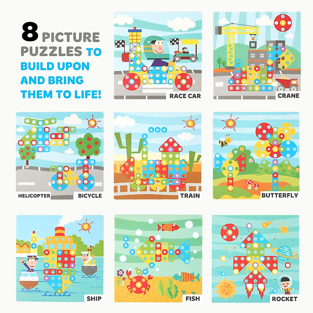 Fine Motor Skill Building Toy with STEM Activities for Kids Ages 3-5 | 116 Piece Preschool Arts and Crafts Kit for 3 4 5 Year Old Boys and Girls