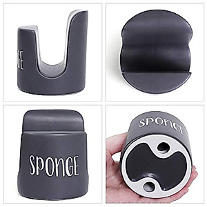 Sponge Holder for kitchen Sink - Dish Sponge Caddy for Kitchen Sink - Ceramic Sponge Holder - kitchen Sink Accessories - Farmhouse Fall Decor - kitchen Counter Decor - Sink Organizer - Black