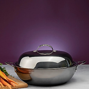 Hestan - NanoBond Collection - Titanium Stainless Steel 14-Inch Wok with Lid - Toxin, PFAS, & Chemical Free Clean Cookware, Induction Cooktop Compatible