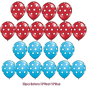 Dr Seuss Birthday Party Decorations/Dr Seuss Baby Shower Decorations/Thing One and Thing Two Birthday Decorations Dr. Suess Cat in The Hat Theme Party /Turquoise White Red Polka Dot Balloons