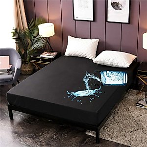Holawakaka King Waterproof Mattress Encasement Protector Black Fitted Sheet Breathable Bed Mattress Pad Cover, 14" Deep Pocket (Black, King)