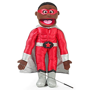25" Superhero Boy, Black, Full Body, Ventriloquist Style Puppet