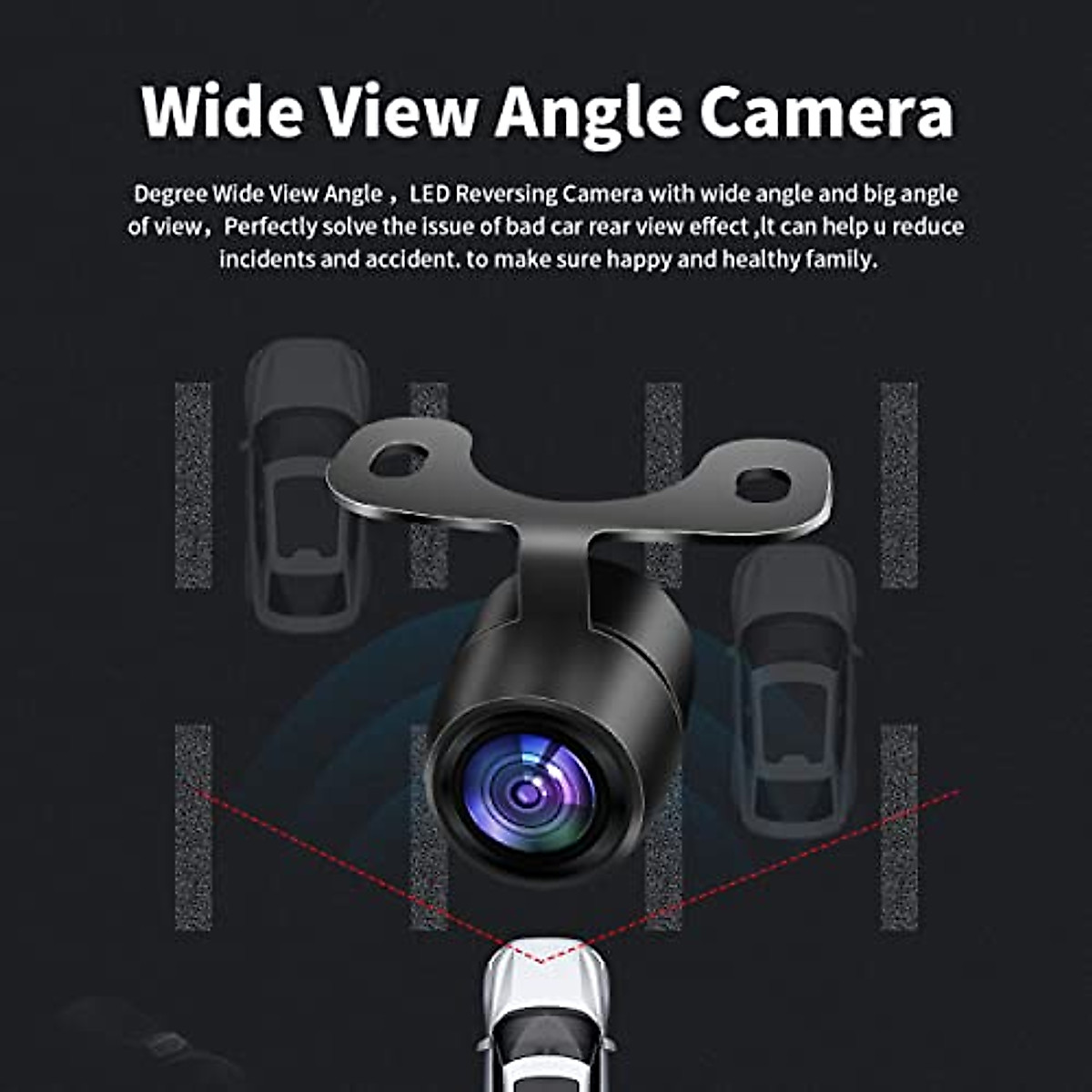 HD Wide Angle Automatic CMOS Car Rear Front Side View Reverse Backup Camera Rear Monitor Parking Assistance Camera Waterproof Universal Reverse Camera with 2 Installation Option for Cars