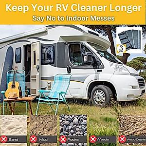 Reflective RV Step Covers 3 Pack - Camper Stairs Carpet with Reflective Strip and Quick Release Snap Fasteners - 22" Wide RV Stair Covers - Wrap Around RV Step Rug - RV Step Cover for a Cleaner RV