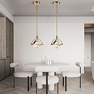 Camastar Brass Pendant Light, Cube Crystal Pendant Light Fixture for Kitchen Island, Modern Small Pendant Ceiling Dimmable Light for Dining Room, Vanity Pendant Haging Light for Bedroom