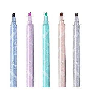 Erin Condren Designer Desk Accessories - Pastel Dual-Tip Highlighters 5-Pack. Set of 5 Pastel Dual-Tip Highlighters: Includes Blush, Orchid, Pool, Monaco and Grey Colors
