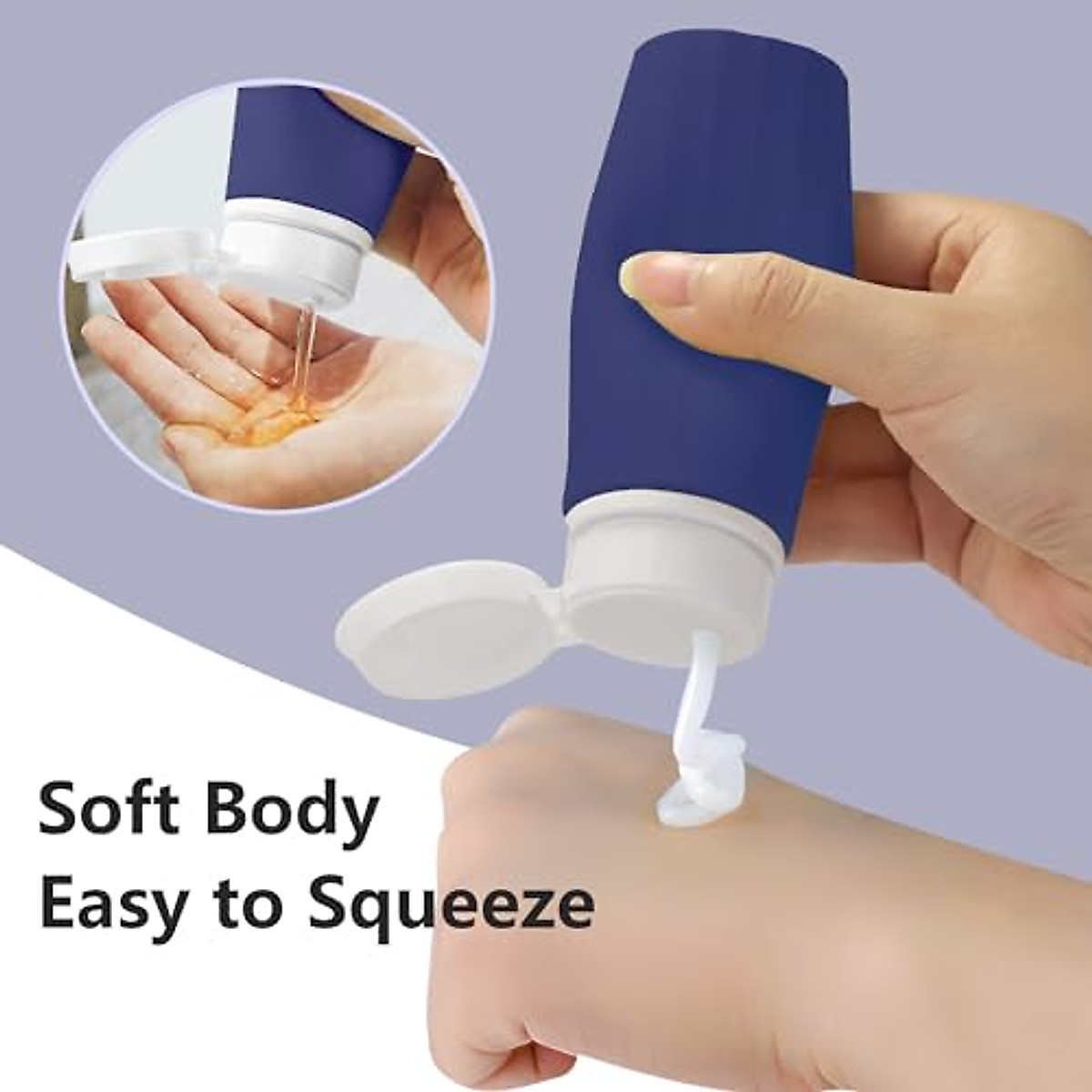 Yolaist 4 Pack Travel Bottles for Toiletries, TSA Approved Travel Size Bottles Leakproof Silicone Portable Refillable Travel Containers for Shampoo Conditioner Body Lotion Soap Liquids (3oz 89ml)