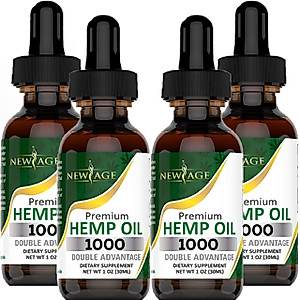 Hemp Oil - 4 Pack - All Natural of Hemp Drops - Grown & Made in USA - Natural Hemp Drops by NewAge (1000 (Pack of 4))