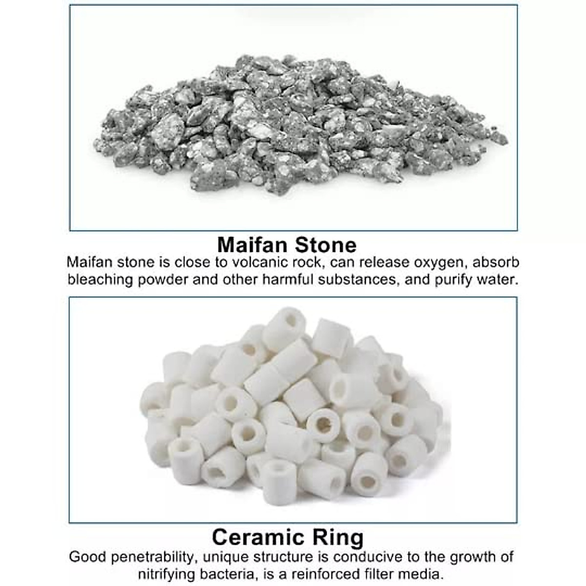 SimiAqua Biological Filter Media - Bio Balls Ceramic Rings Set with Mesh Bag for Aquarium Filter, Pond and Fish Tank (500g, 1.1lb)