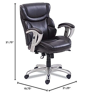 SertaPedic Emerson Task Chair, Supports Up to 300 Lb, 18.75" to 21.75" Seat Height, Brown Seat/Back, Silver Base