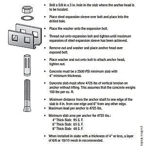 Tie Down 59125 Concrete Slab Anchor
