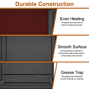 UPGRADED WB31X24738 Griddle Replacement for GE Appliance Gas Range Center Griddle,9 ×19.5 inch Griddle Compatible with GE Stove Parts, Aluminum with Food Grade Nonstick Griddle Cooktop Plate Flat