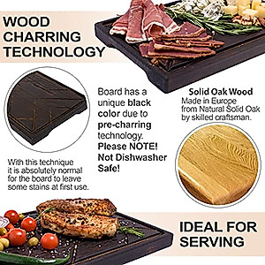Wooden Steak Board Solid Oak Serving Barbecue Platter Natural Thick Cutting Plate Durable & Quality (Large)