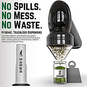 Mamba V2-55 Electric Herb Grinder, USB Rechargeable Automatic Grinder Fast Mill with Aluminum Alloy Head, includes Herb and Spices Holding System (Black)