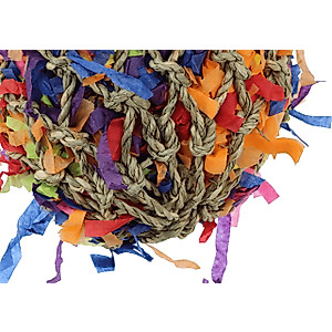Bonka Bird Toys 55100 Medium Super Shredder Ball 11" x 5", Parrot Chew Shred Forage Cage Toy, African Grey, Conure, Pionus, and Similar Birds