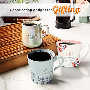 Christian Art Gifts Ceramic Scripture Coffee and Tea Mug for Sisters 14 oz Pink Floral Microwave & Dishwasher Safe Bible Verse Mug - Proverbs 31:29