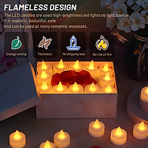 cridoz Romantic Decorations Special Night Set, 24 Pieces LED Tea Lights Candles and 2000 Pieces Artificial Rose Petals for Romantic Night, Valentine's Day, Wedding Anniversary or Table Décor