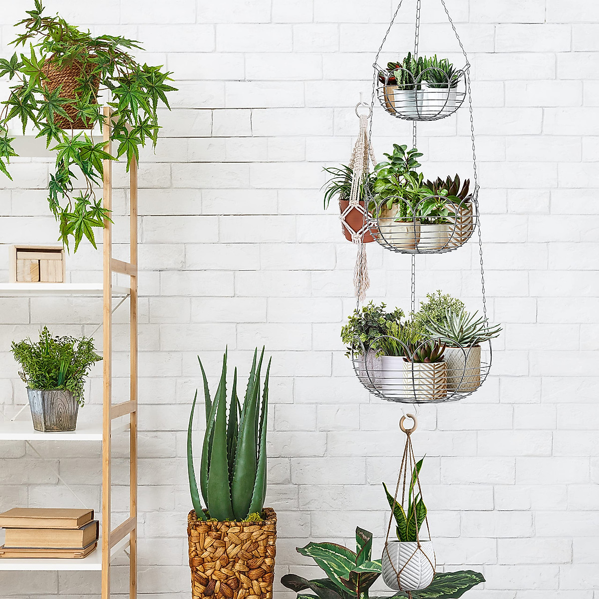 Simple Houseware Modern 3-Tier Hanging Fruit Basket, Chrome