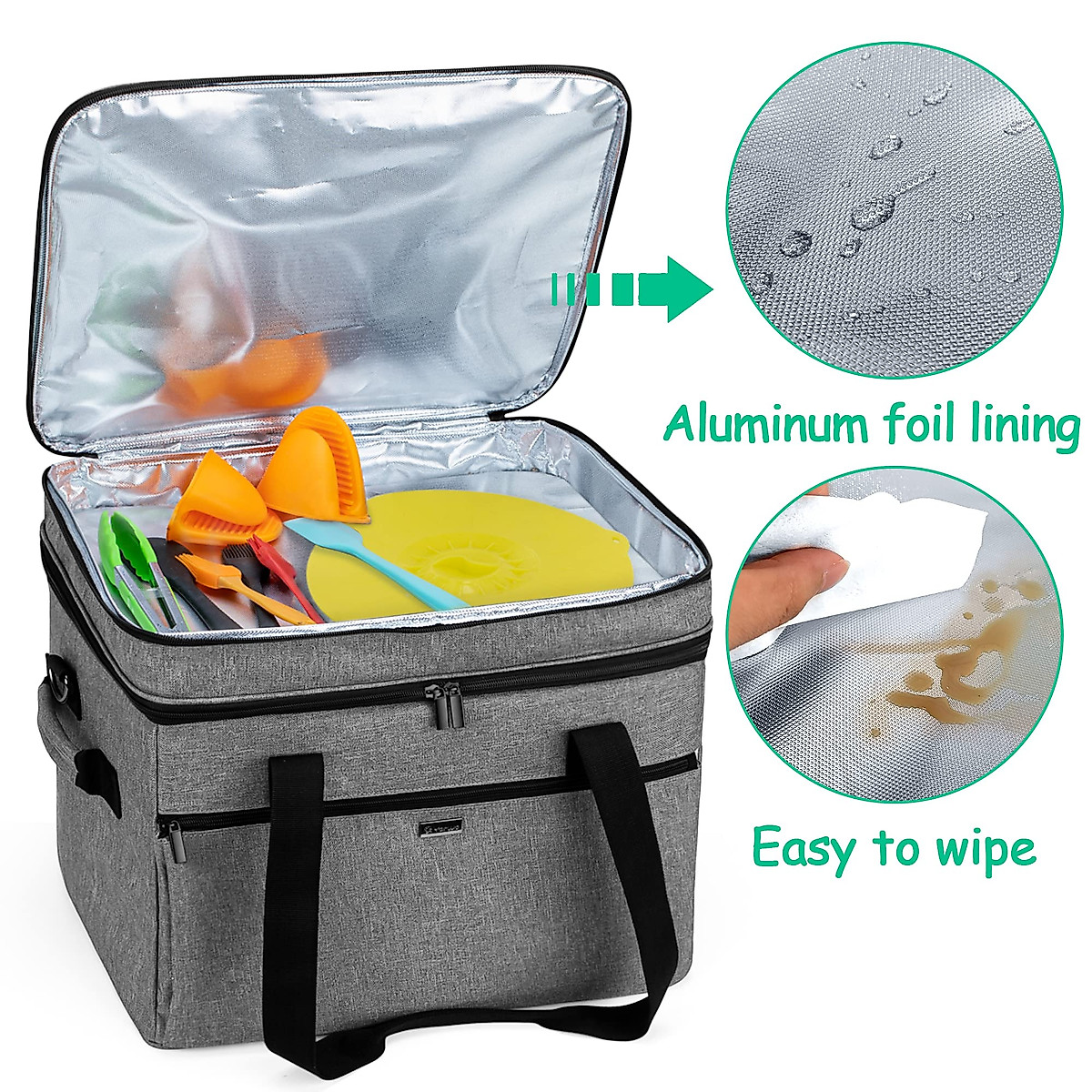 YARWO 2024 New Slow Cooker Bag Compatible with Crock-Pot and Hamilton Beach 6-8 Quart Oval Slow Cooker, Double Layers Slow Cooker Travel Carrier for kitchen Appliance and Accessories, Gray (Bag Only)