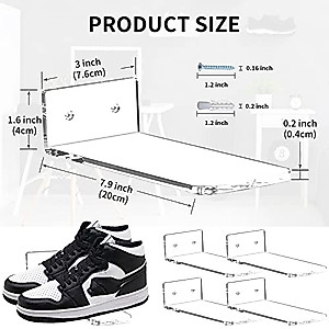 Merkaunis Floating Shoe Display Shelves Wall Mount Set of 6,Clear Acrylic Floating Sneaker Shelves,Wall Shoe Shelves,Floating Shoe Display,Shoe Display Shelf,for Bedroom, Hallways,Sneaker Collections