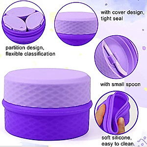 Juome Travel Containers for Toiletries, Silicone Travel Size Containers with Lid, Leak-proof Travel Jars for Creams Travel Essentials Accessories Kit for Cosmetic Makeup Cream for Women (Purple)