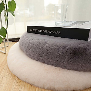 Jhorxa Memory Foam Seat Cushion, Round Floor Cushion, Soft Faux Fur Seat Cushion for Office Chair, Multicolors 18 x 18 Inch