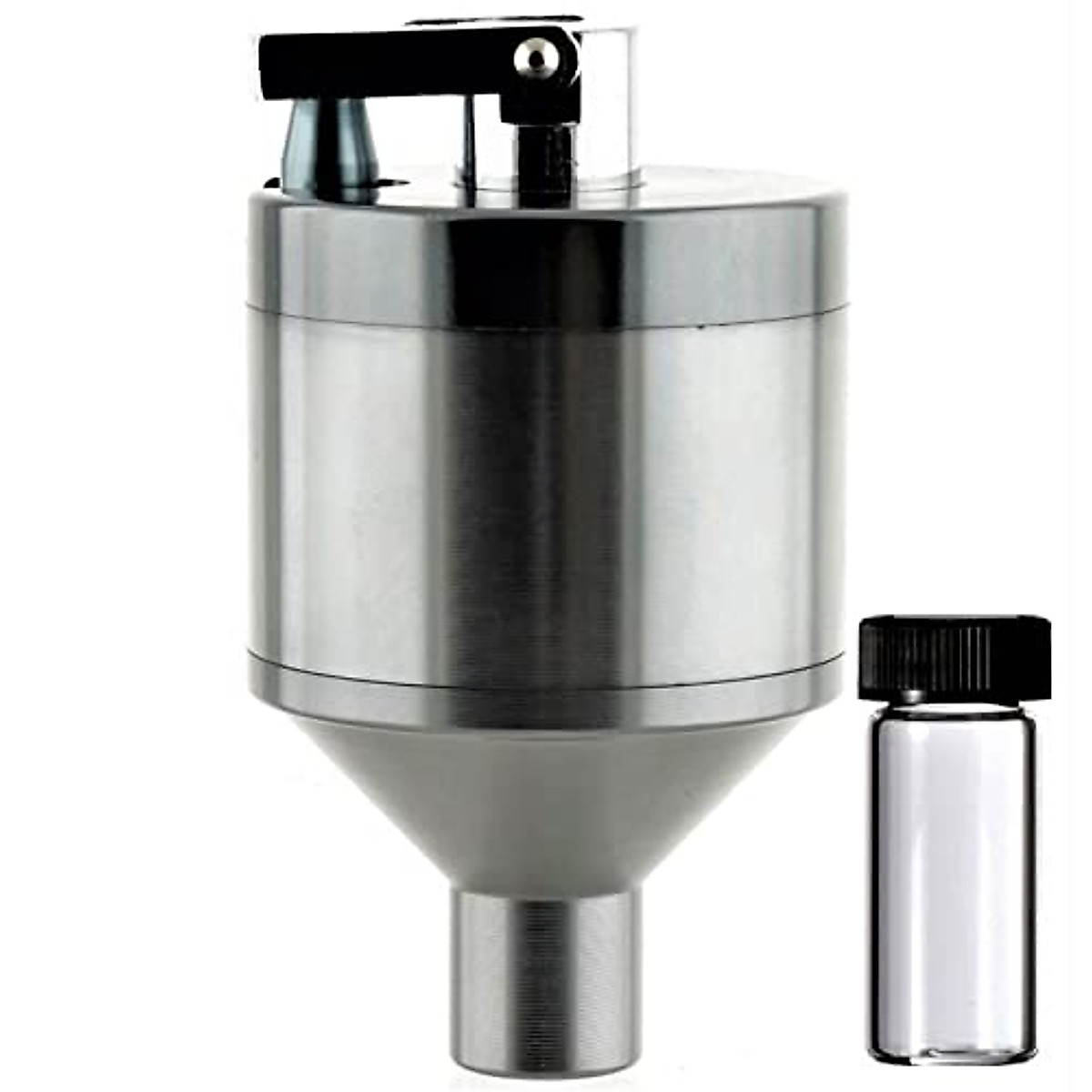 Coarse to Fine Spice Grinder Hand Mill Funnel - Ultra fine - Metal 3 Piece 1.75 inch with Storage Bottle - Silver Color
