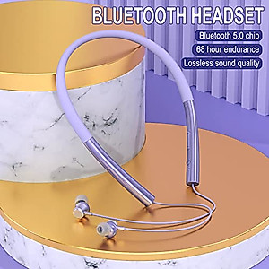 Sports Wireless High-Power Bluetooth Earphones - Double Ear Neck Hoop Ear Neck-Mounted Earphones - Neckband Headset with Built-in Noise Cancelling Microphone - Hi-Fi Stereo Gaming