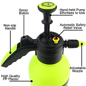 Sunnyglade Hand Held Garden Sprayer Portable Lawn Pressure Pump Sprayer Adjustable Nozzle Manual 1/2 Gallon