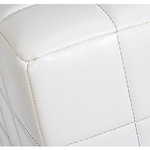 FIRST HILL FHW Altair Square Faux-Leather Ottoman - Moonlight White