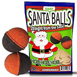 Giant Santa Balls Bath Bombs - Merry Christmas Bath Gifts for Friends - Black Cherry Scent Funny Santa Hat Holiday Humor Stocking Stuffer for Grownups - Adult Spa Gifts